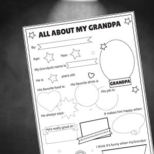 Father's Day Printable, All About My Dad, Father's Day Gift for Dad ...