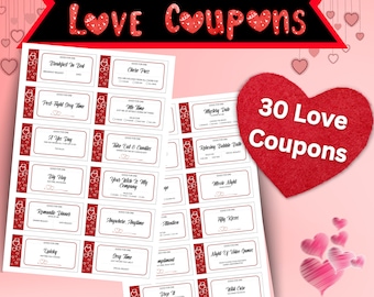 30 Fun Love Coupon Book, Valentines Day Coupons, Love Coupons, Gift for ...