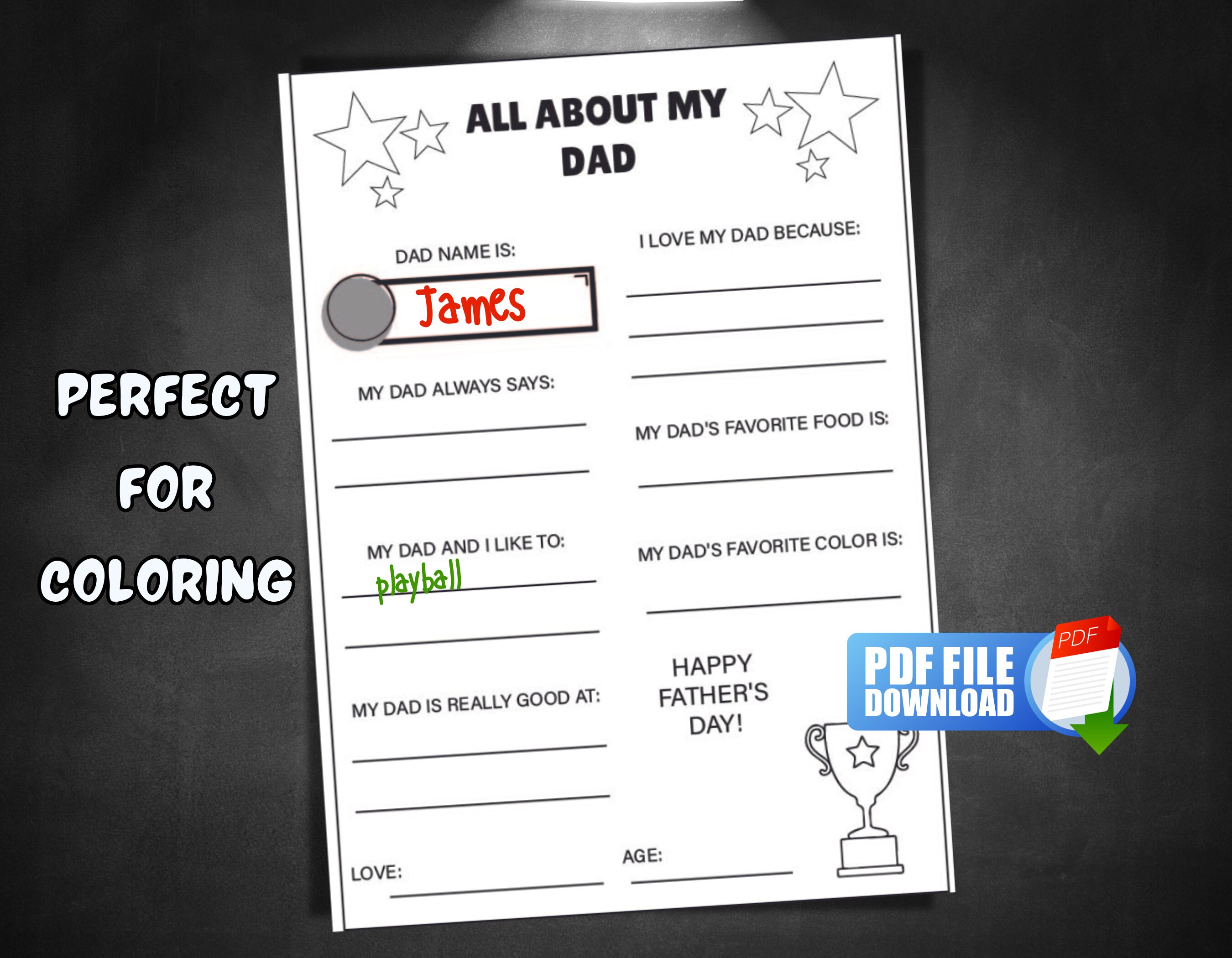 Father's Day Printable All About My Dad Father's Day - Etsy