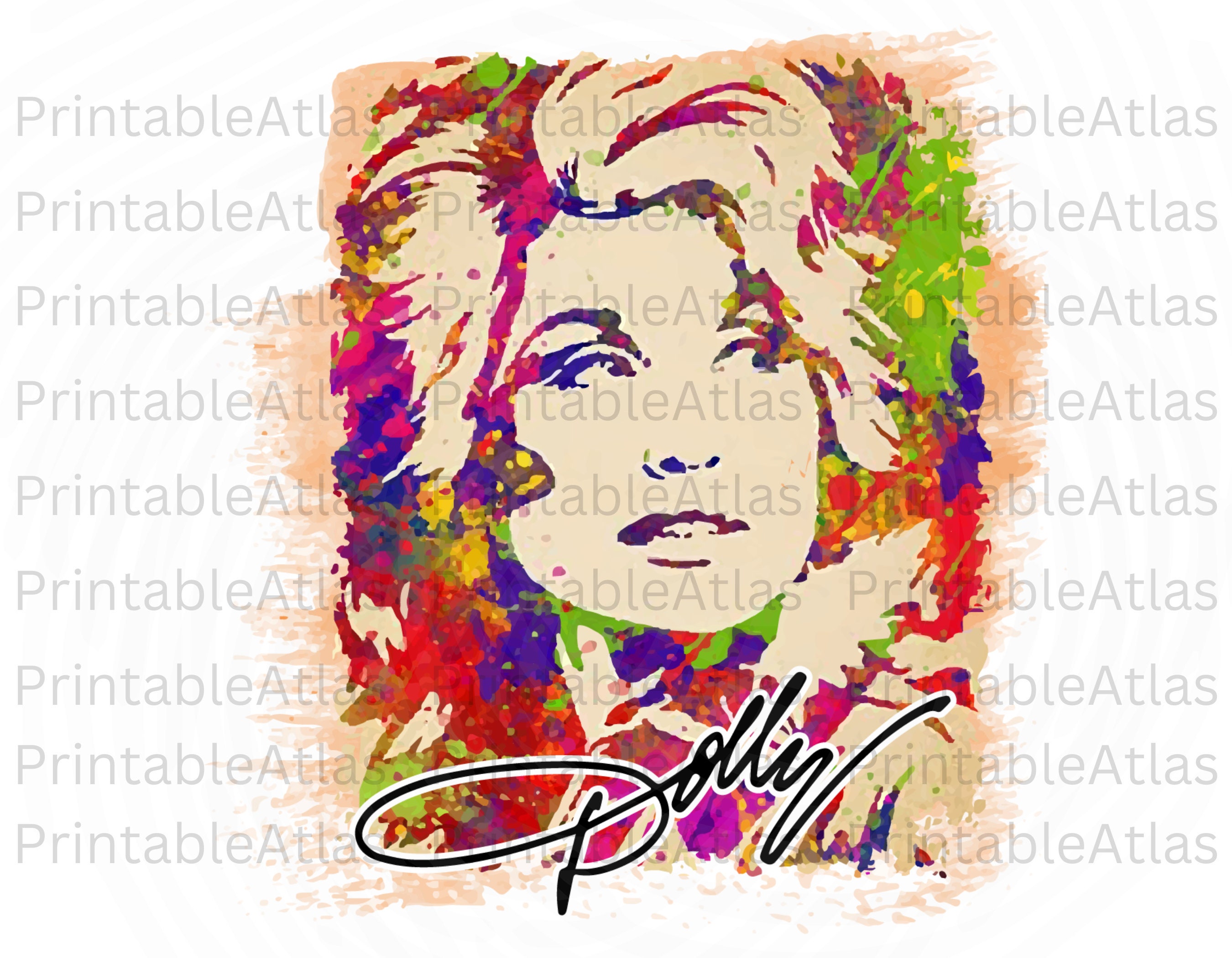 Dolly Parton Watercolor PNG Files for Sublimation, Dolly Parton Country ...
