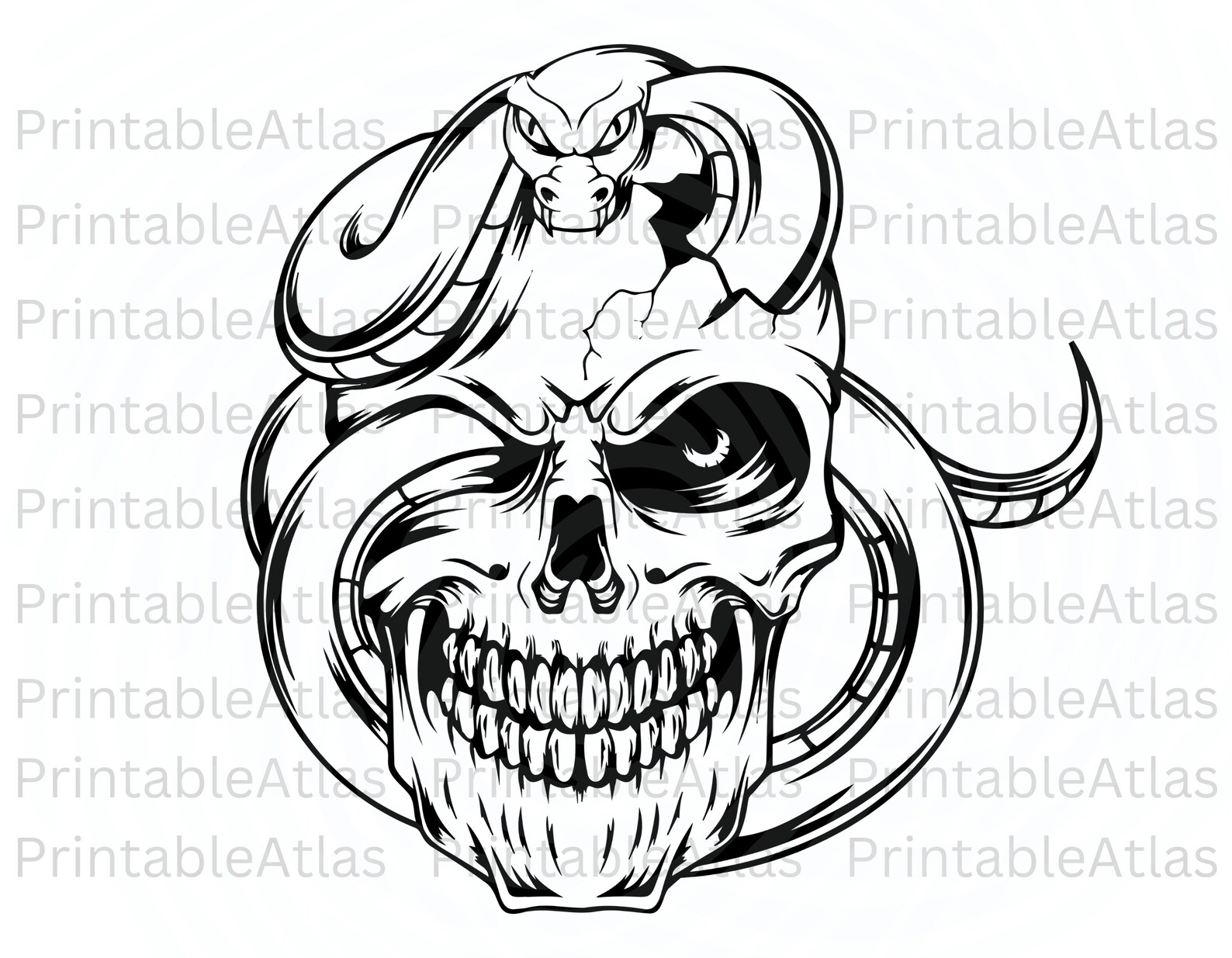 Skull Snake Svg Sepent Skull Svg Snake Svg Skull Clipart - Etsy