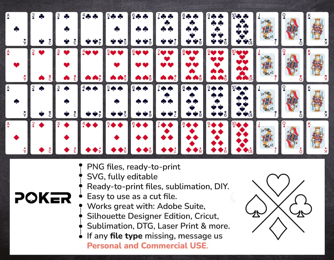 Full Deck Playing Cards SVG Playing Card Suits Svg Full Deck - Etsy