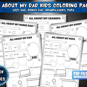 Father's Day Printable, All About My Dad, Father's Day Gift for Dad ...
