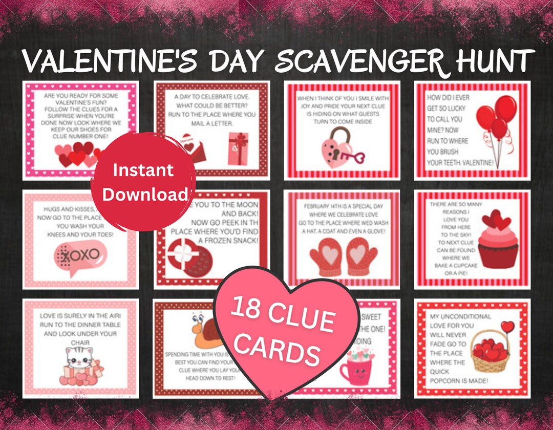 Valentines Day Scavenger Hunt, Valentines Day Adult Games Valentine ...
