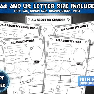 Father's Day Printable, All About My Dad, Father's Day Gift for Dad ...
