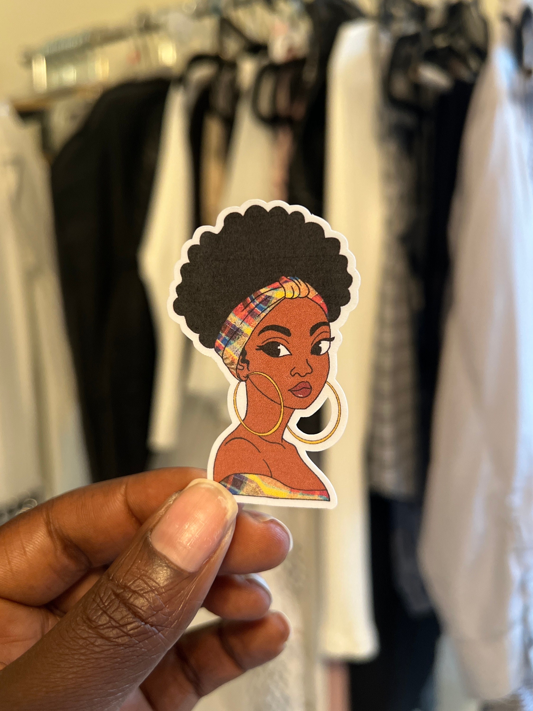 Caribbean / Black Girl Afro Sticker - Etsy