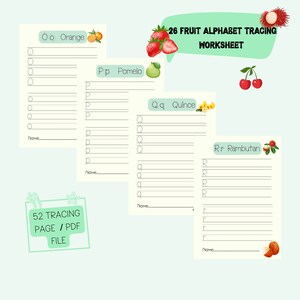 Fruit Alphabet Tracing, Practices Printable,abc Practices Printable ...