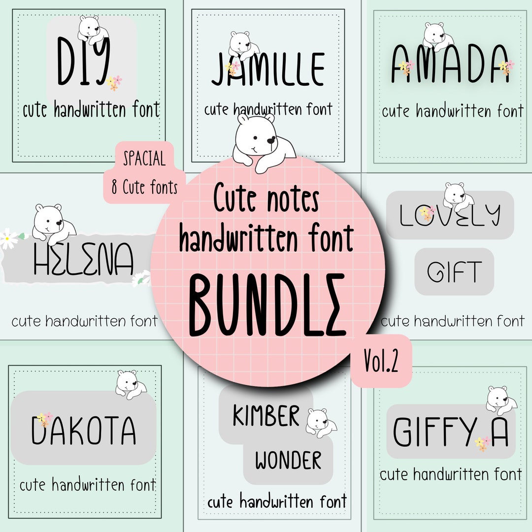 Cute Note Handwritten Font, Font Bundle, Font for Goodnotes ...