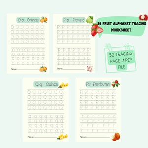 Fruit Alphabet Tracing, Practices Printable,abc Practices Printable ...
