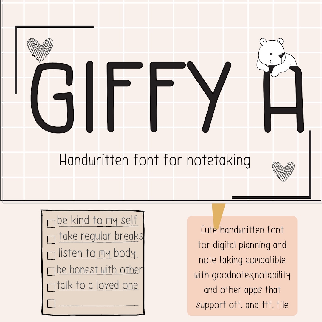 Cute Handwritten, Aesthetic Note Font, Goodnotes Font, Handwriting Font ...