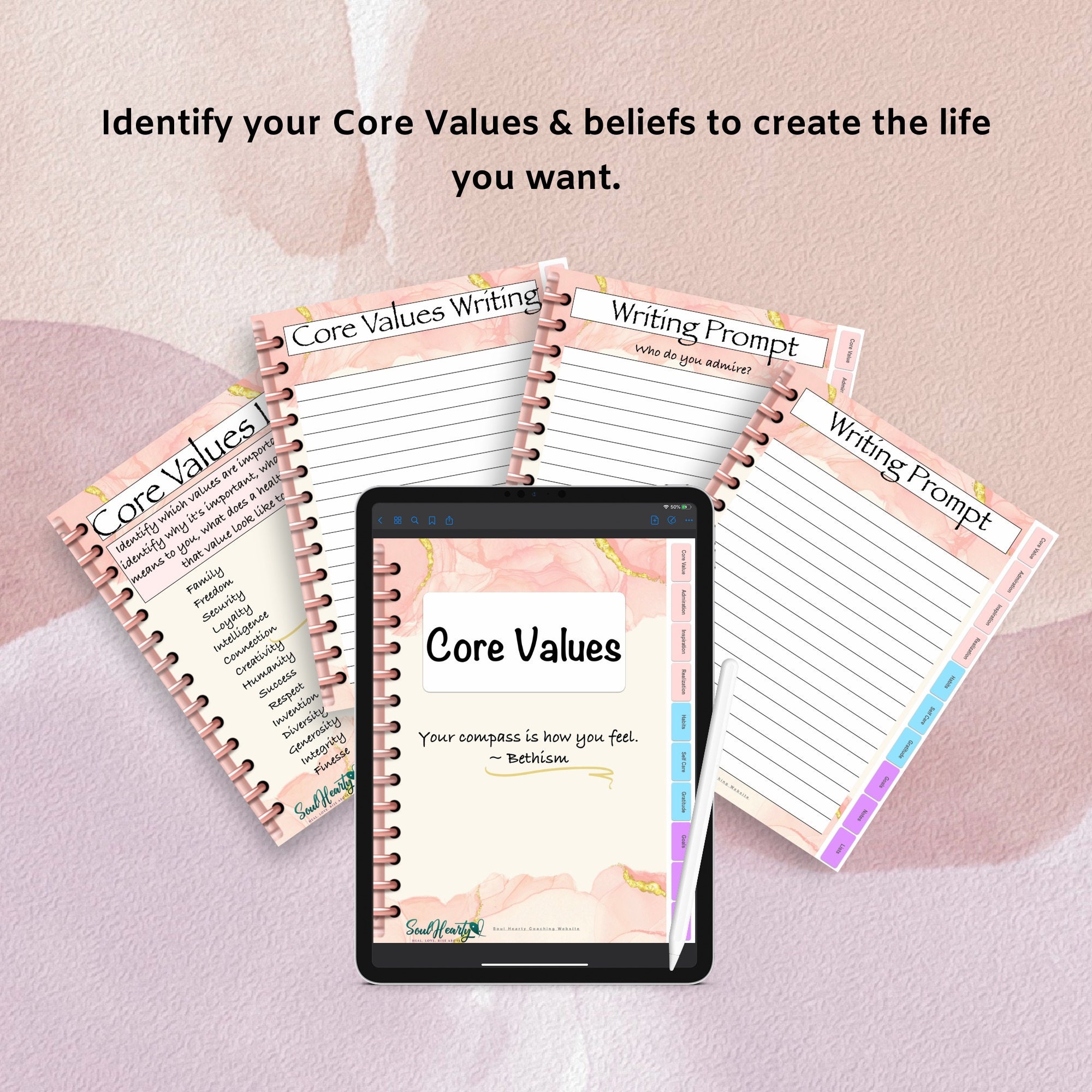 Self Love Digital Workbook: Core Values & Beliefs (goodnotes ...