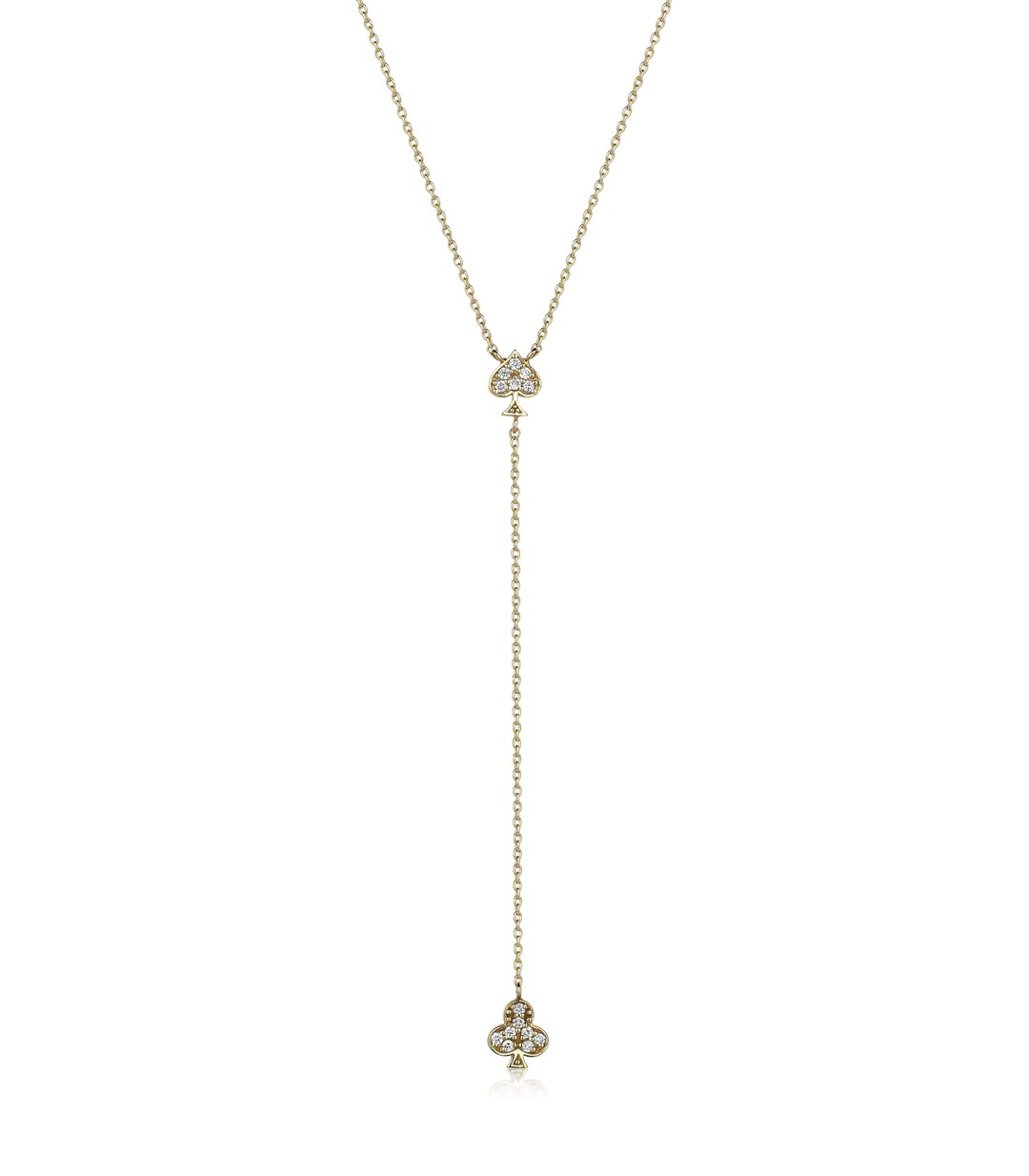 14K Solid Gold Diamond Necklace, Heart Spade Clubs Diamond Customized ...