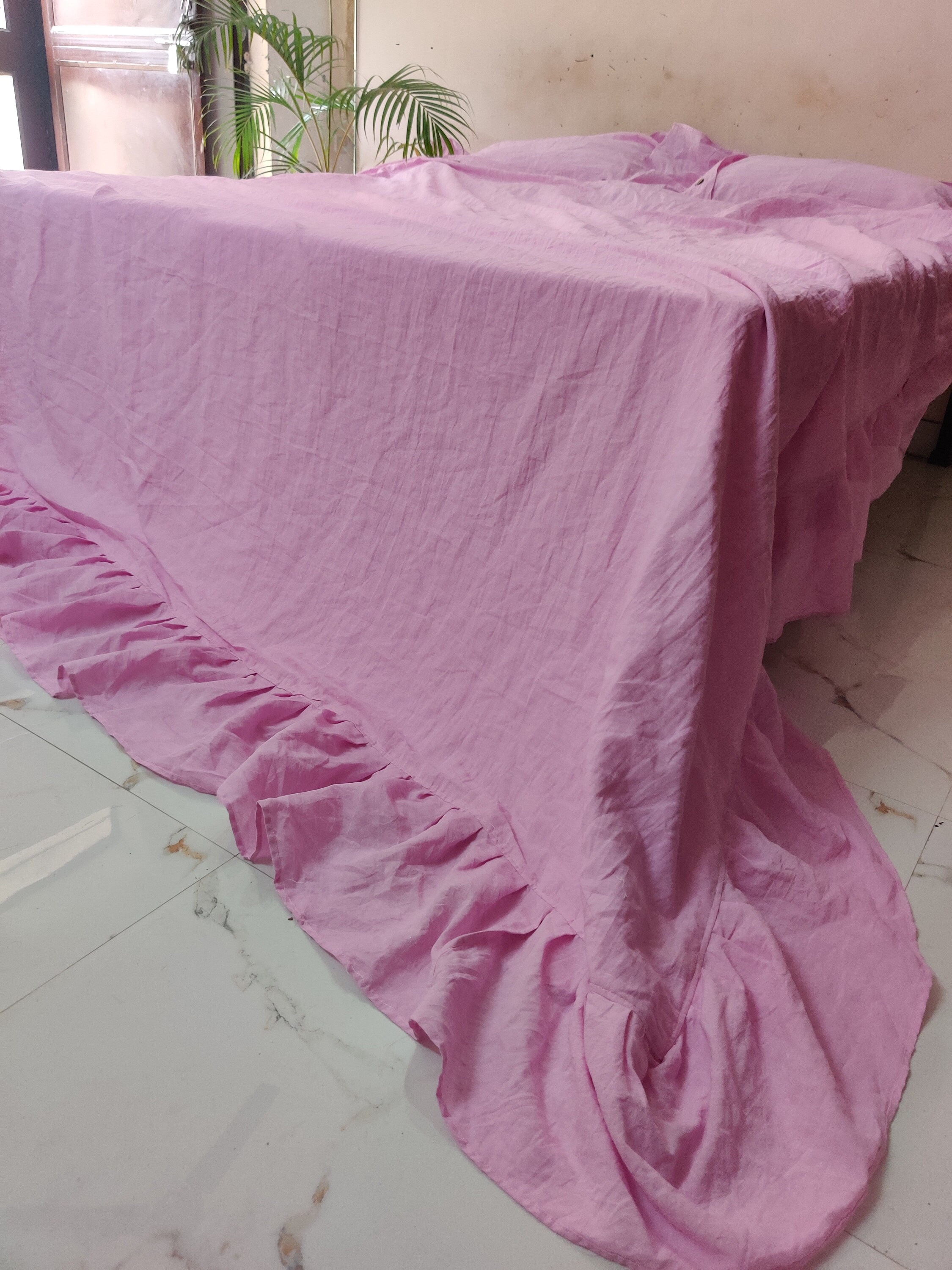 Dusty Rose DUVET COVER Set. French Style Thick Double Ruffled ...