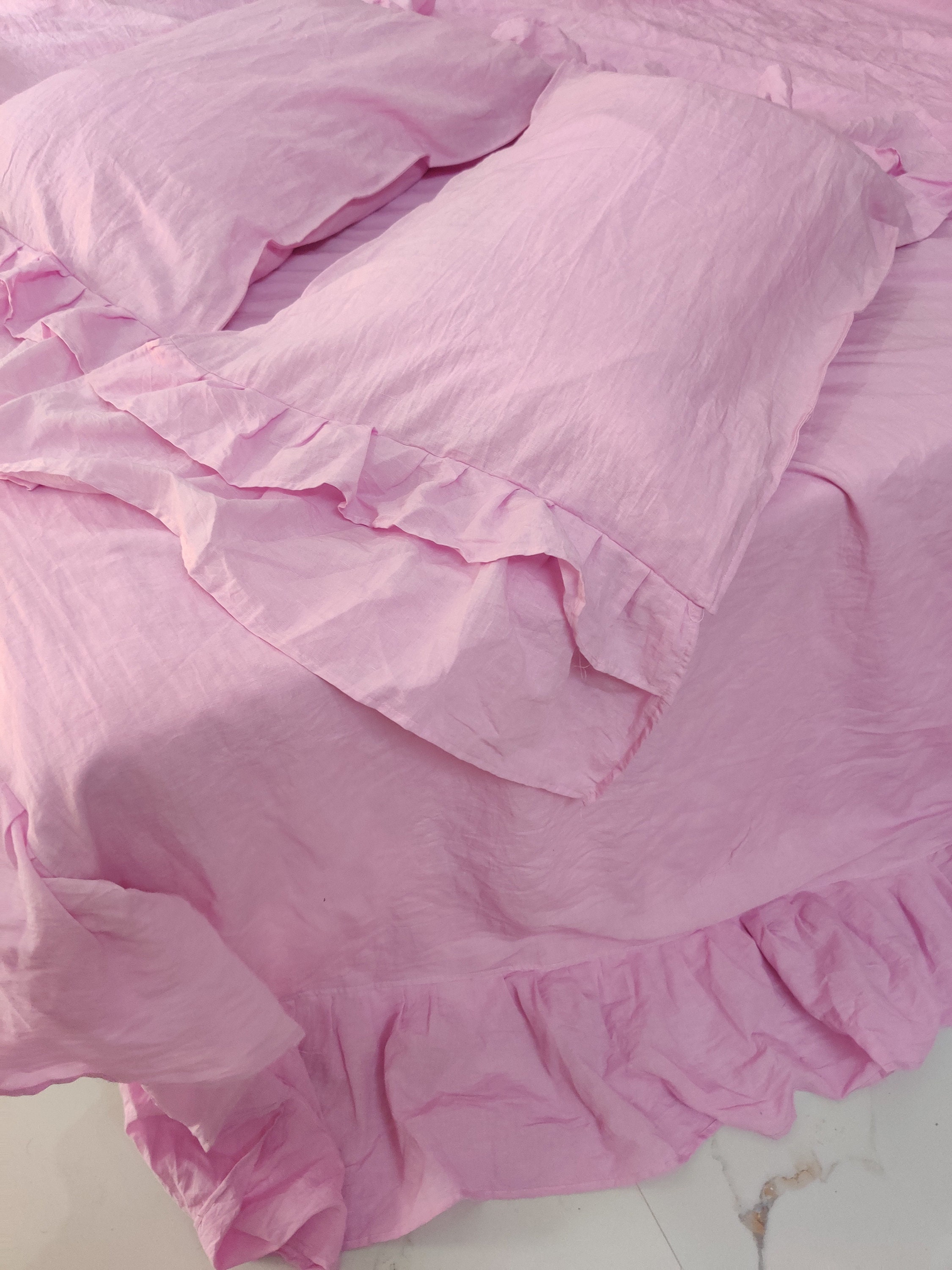 Dusty Rose DUVET COVER Set. French Style Thick Double Ruffled ...