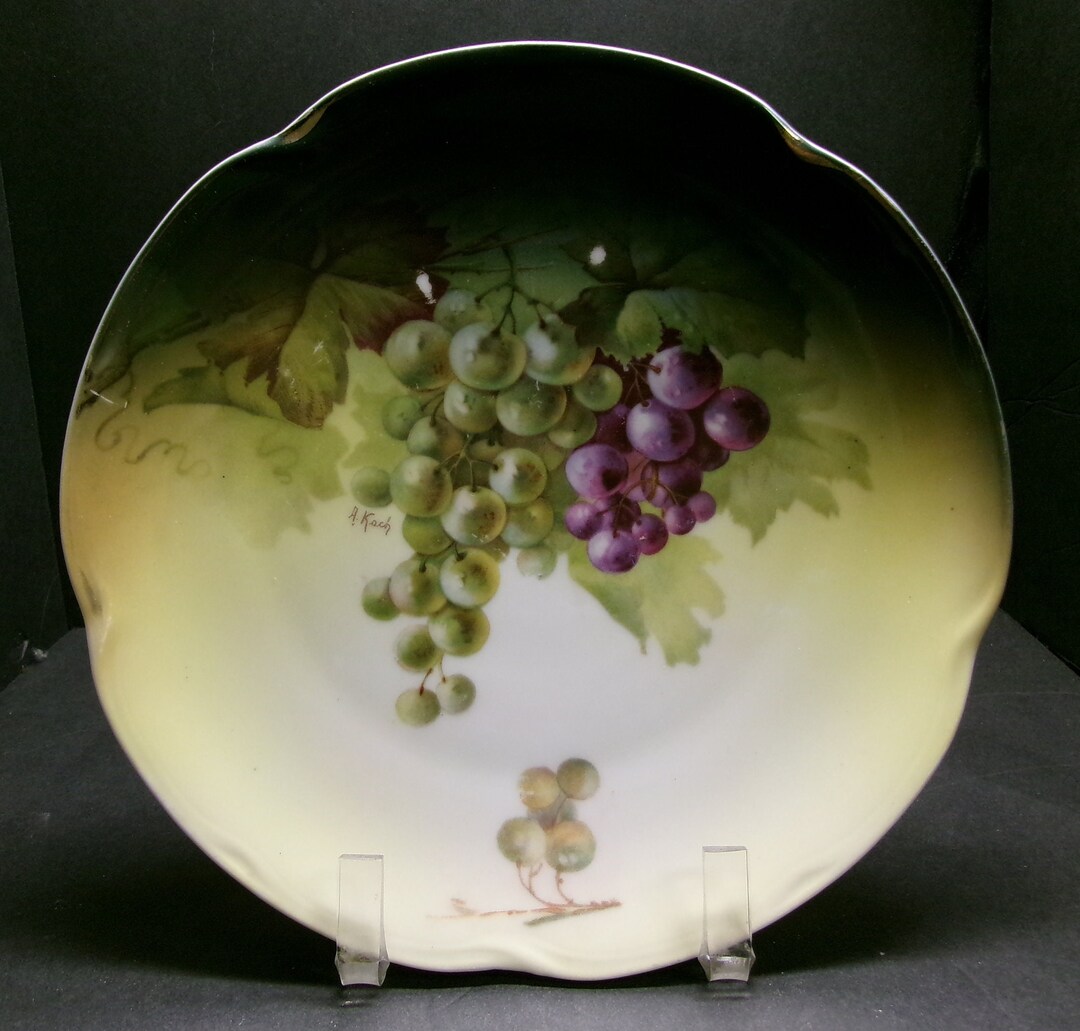 Vintage Hand Painted Fine China, Desert or Salad Plate, Red and Purple ...
