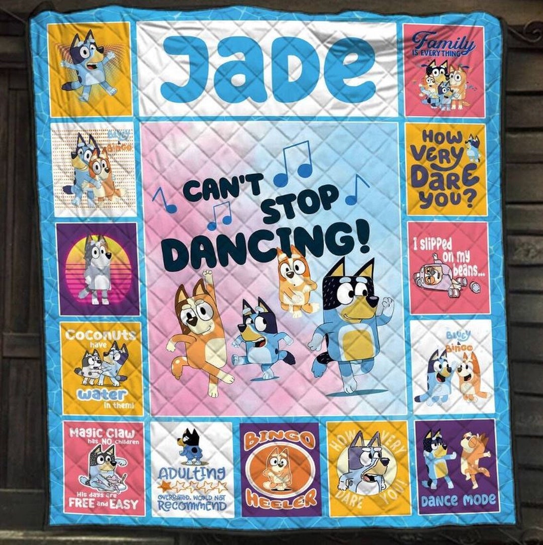 Personalized Name Bluey Family Can't Stop Dancing Quilt - Etsy