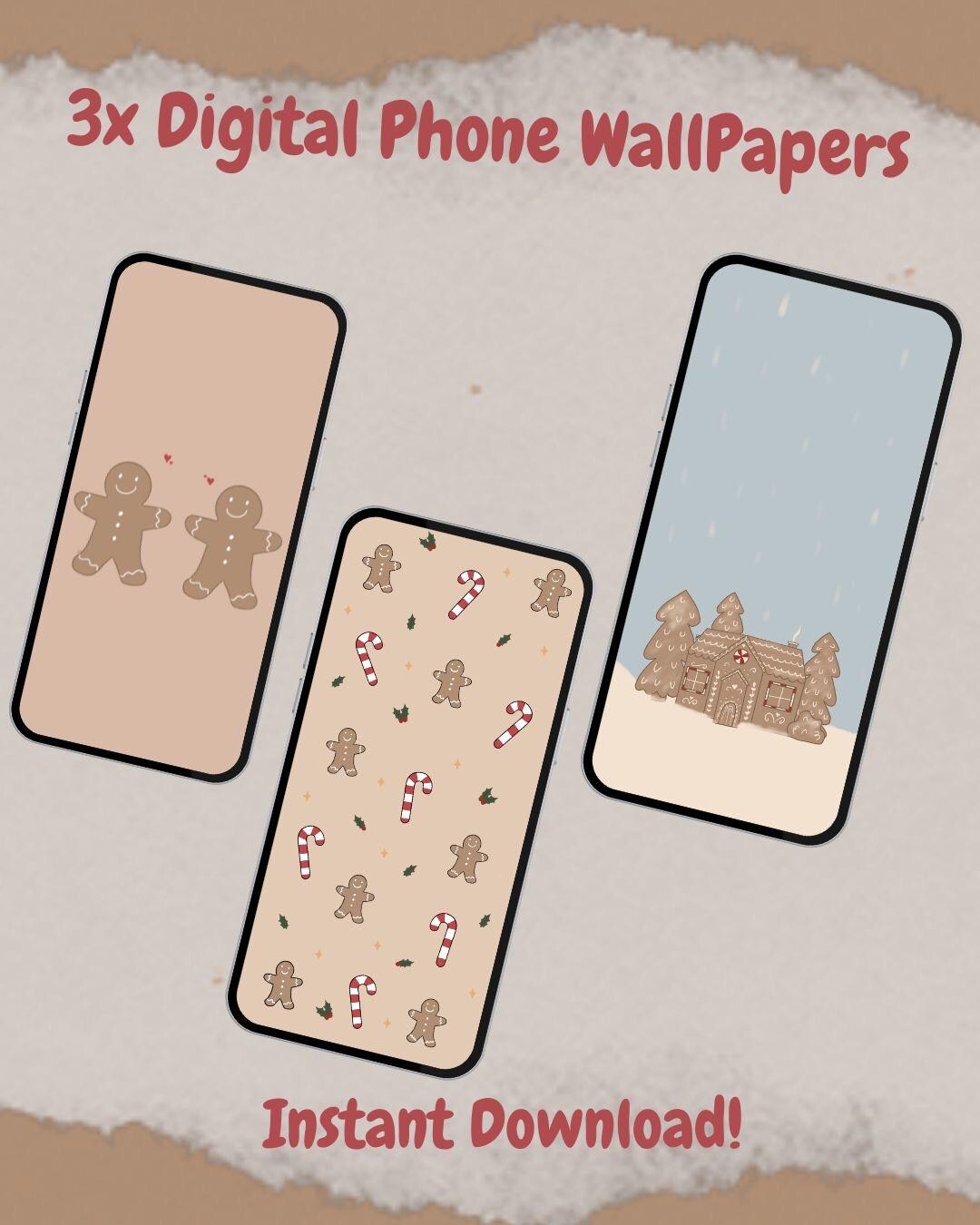 Gingerbread Christmas Wallpaper Pack Festive Holiday Digital Download ...