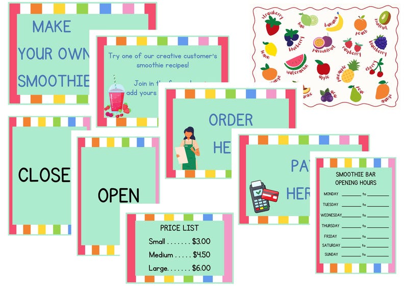 Smoothie Bar Dramatic Play Centre Digital Download | Play Based ...