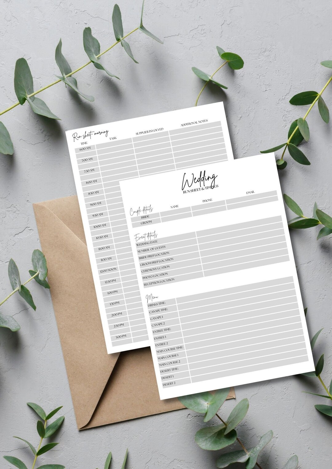 Wedding Day Run Sheet Template- Editable in Canva - Etsy