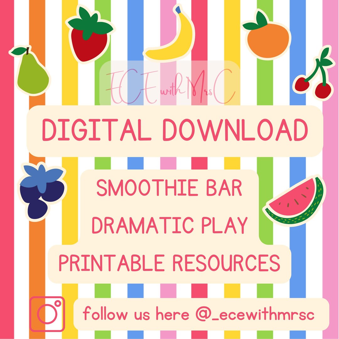 Smoothie Bar Dramatic Play Centre Digital Download | Play Based ...