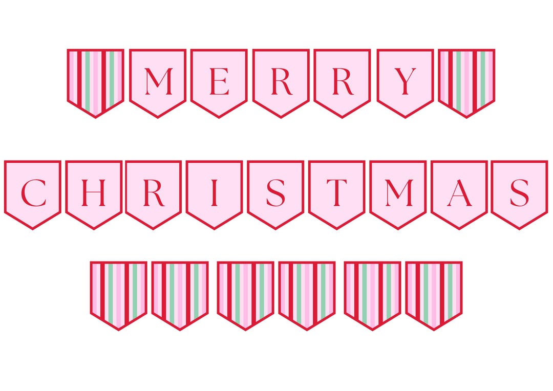 Pink and Red Christmas Bunting Printable PDF for Festive Home Decor - Etsy