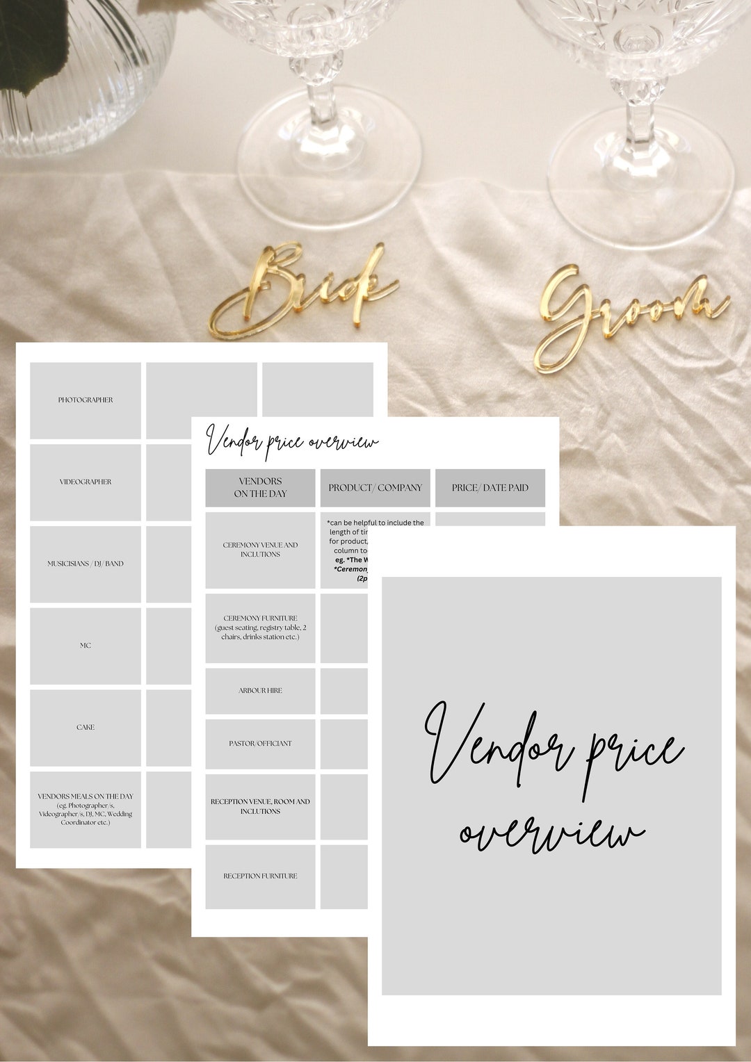 Wedding Vendor Price Overview Template – Editable in Canva - Etsy