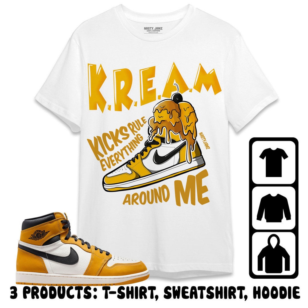 Jordan 1 Yellow Ochre Unisex T-shirt, Sweatshirt, Hoodie, Kream Sneaker, Shirt to Match Sneaker ...