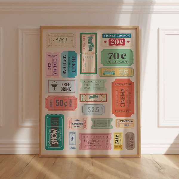 Retro Wall Art Trendy Wall Art Retro Poster Life Ticket Stub Poster Printable College Apartment ...