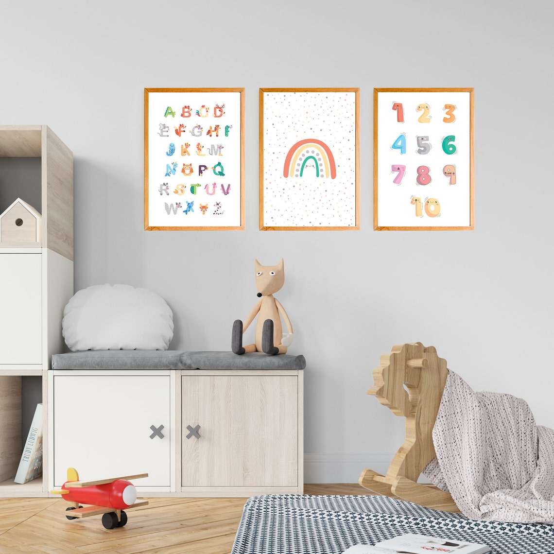 Rainbow Alphabet Poster Set of 3 Prints Educational Wall Art - Etsy