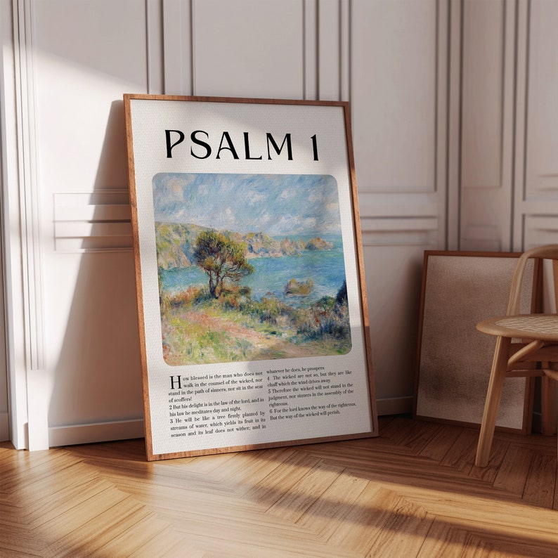 Psalm 1 Scripture Wall Art Bible Verse Poster for Christians Vintage ...