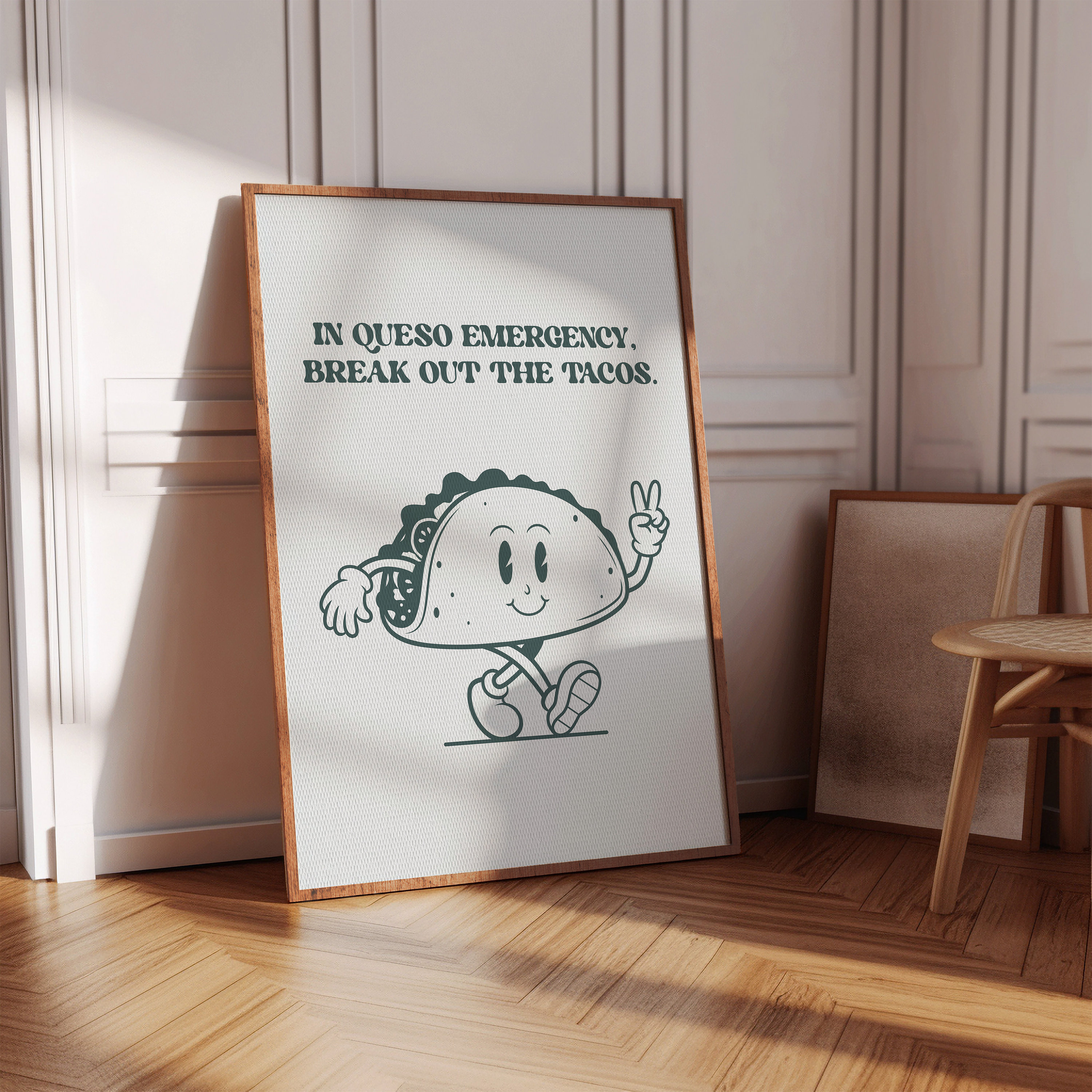 Retro Taco Wall Art Mexican Food Decor Taco Poster Retro Decor Food Art ...