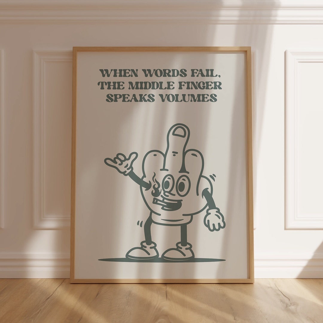 Fck Wall Art Middle Finger Retro Wall Art Downloadable Funny Wall Art ...