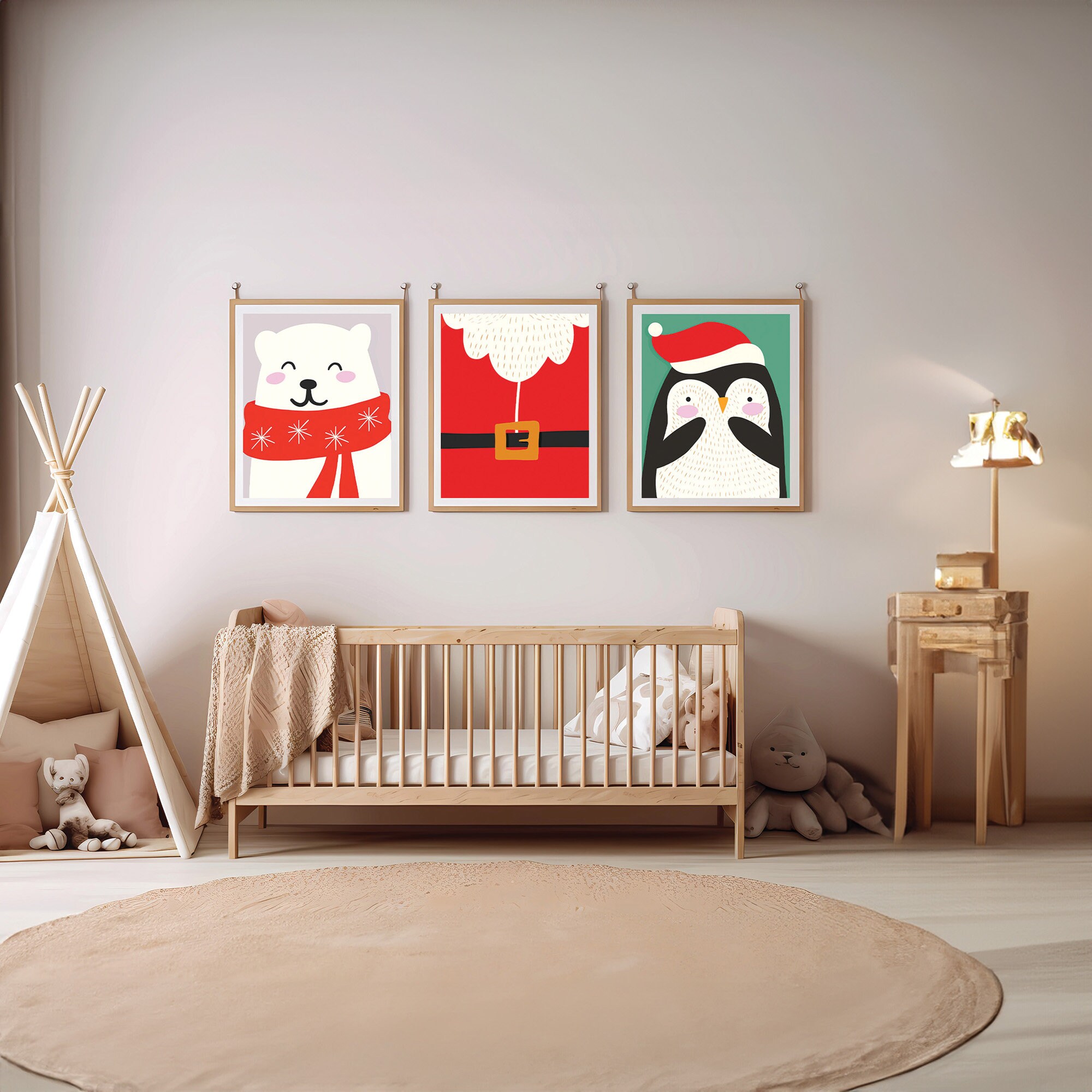 Christmas Nursery Wall Art Set of 3 Christmas Kids Room Kids ...