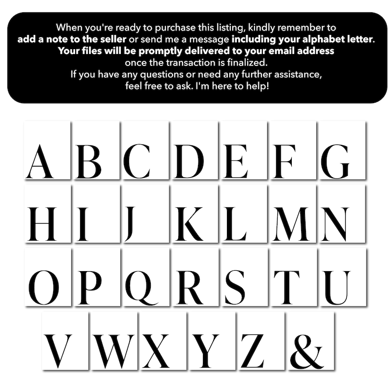 Custom Modern Uppercase Name Initial, Minimalist Alphabet Art Letter ...