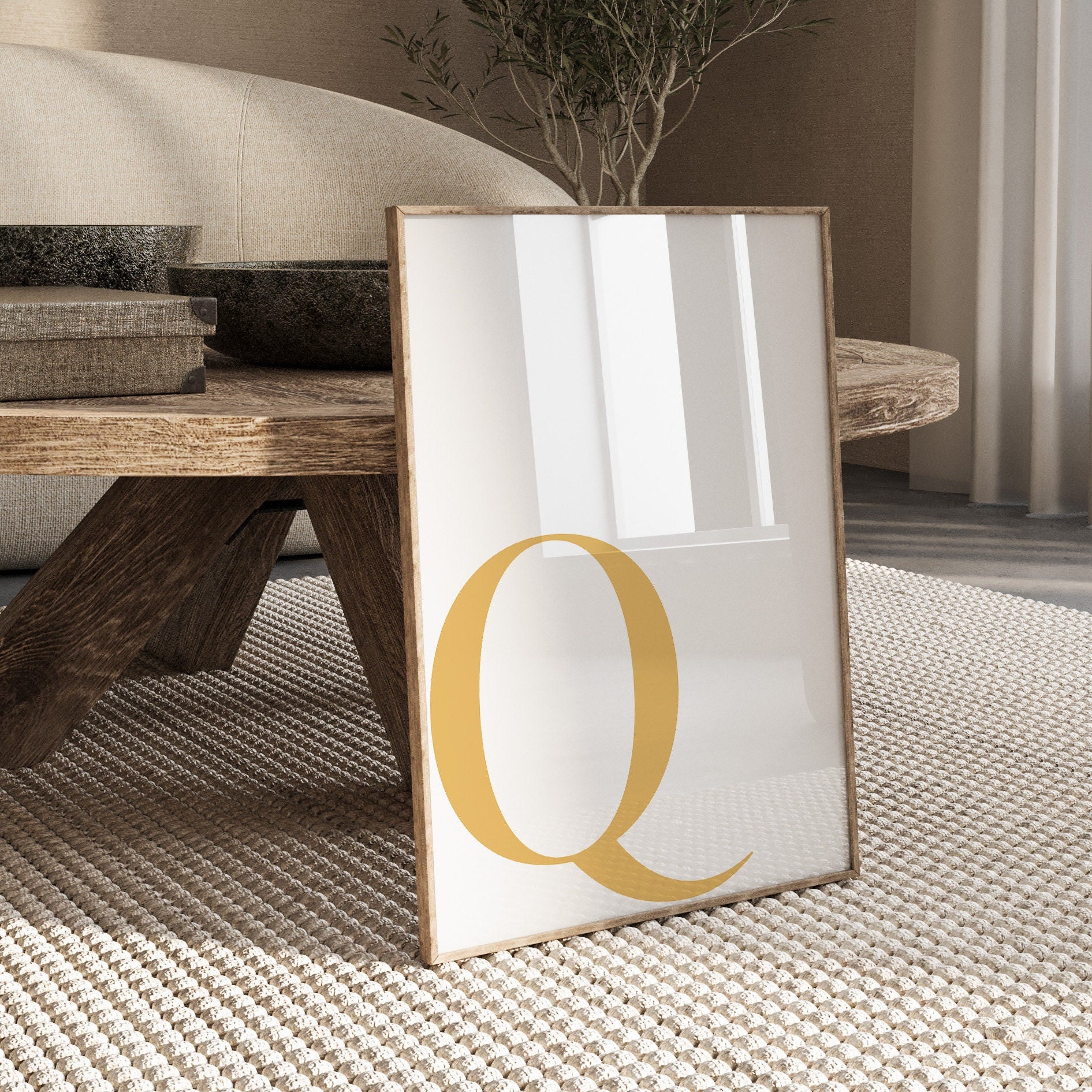 Custom Modern Uppercase Name Initial, Minimalist Alphabet Art Letter ...