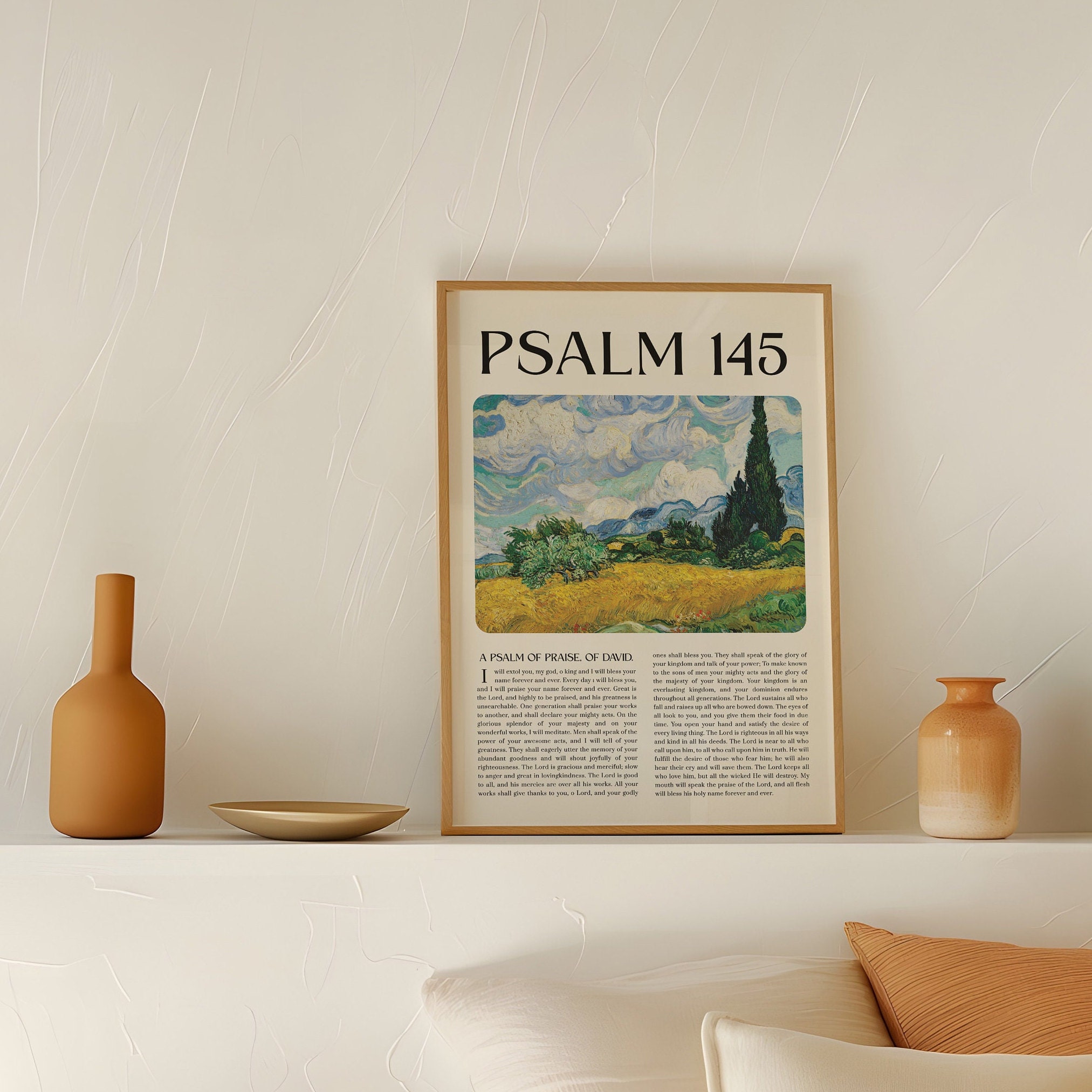 Psalm 145 Scripture Wall Art Bible Poster for Christians Vintage Wall ...