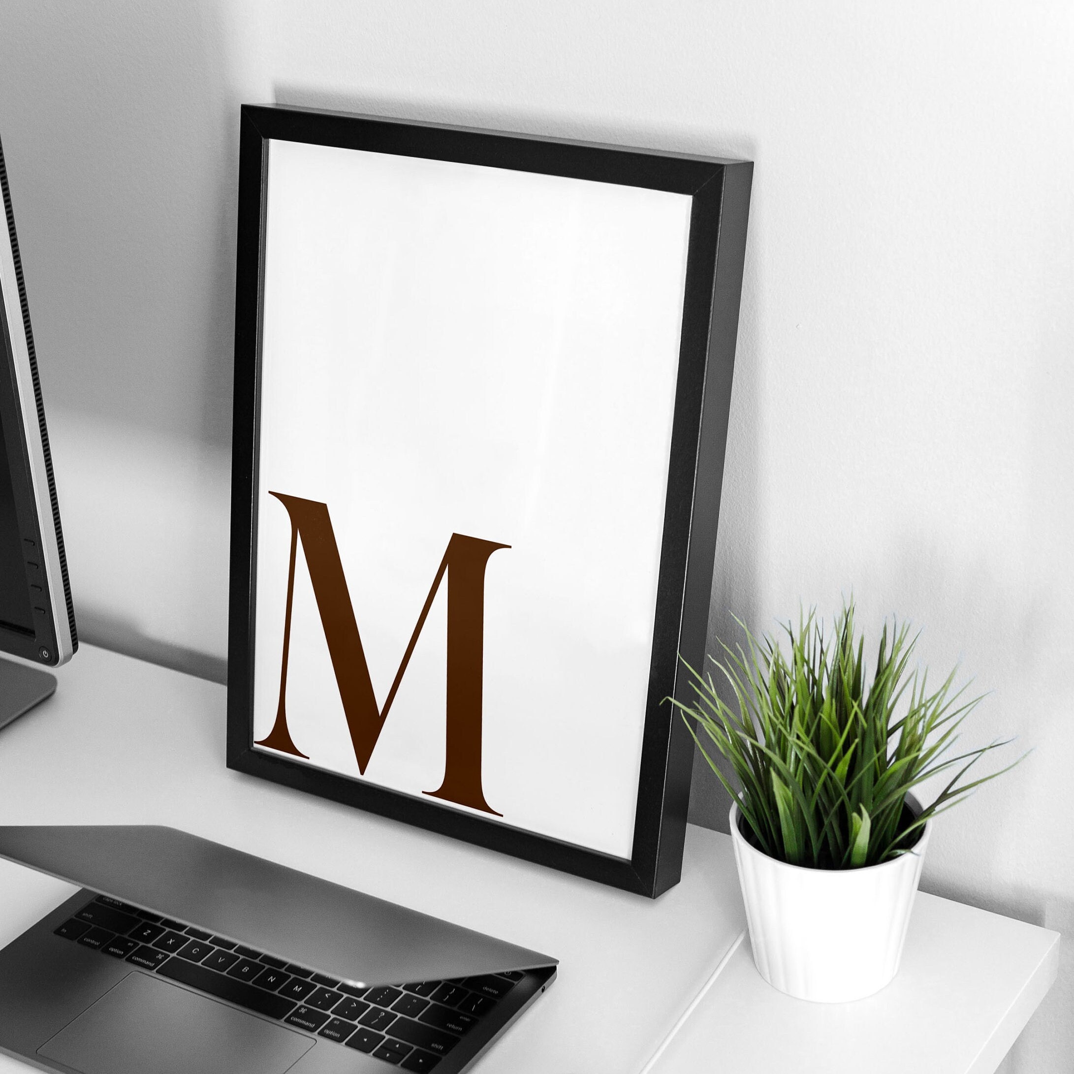 Custom Modern Uppercase Name Initial Minimalist Alphabet Art - Etsy