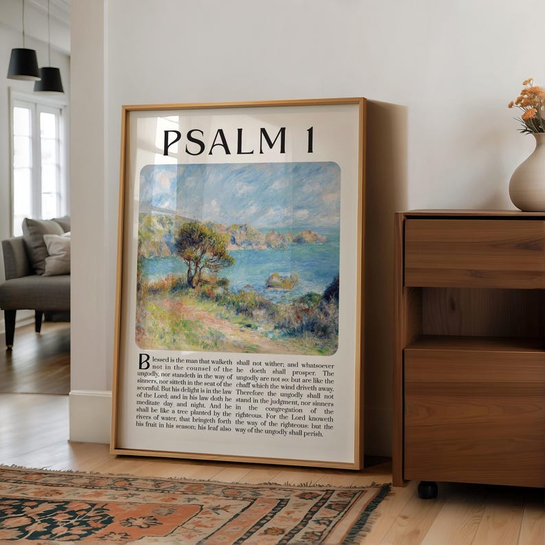 Vintage Psalm 1 Scripture Wall Art Printable Bible Verse Poster ...