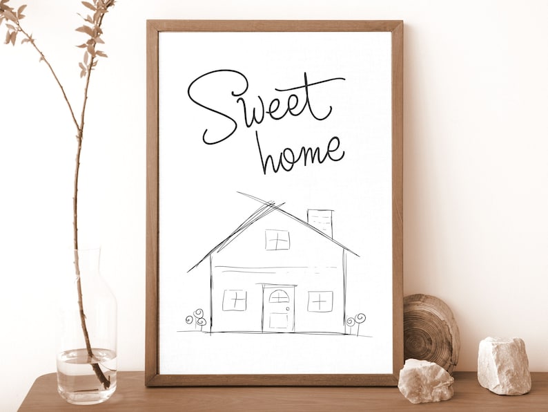 Printable Home Sweet Wall Art Wall Decor Scandinavian Wall - Etsy