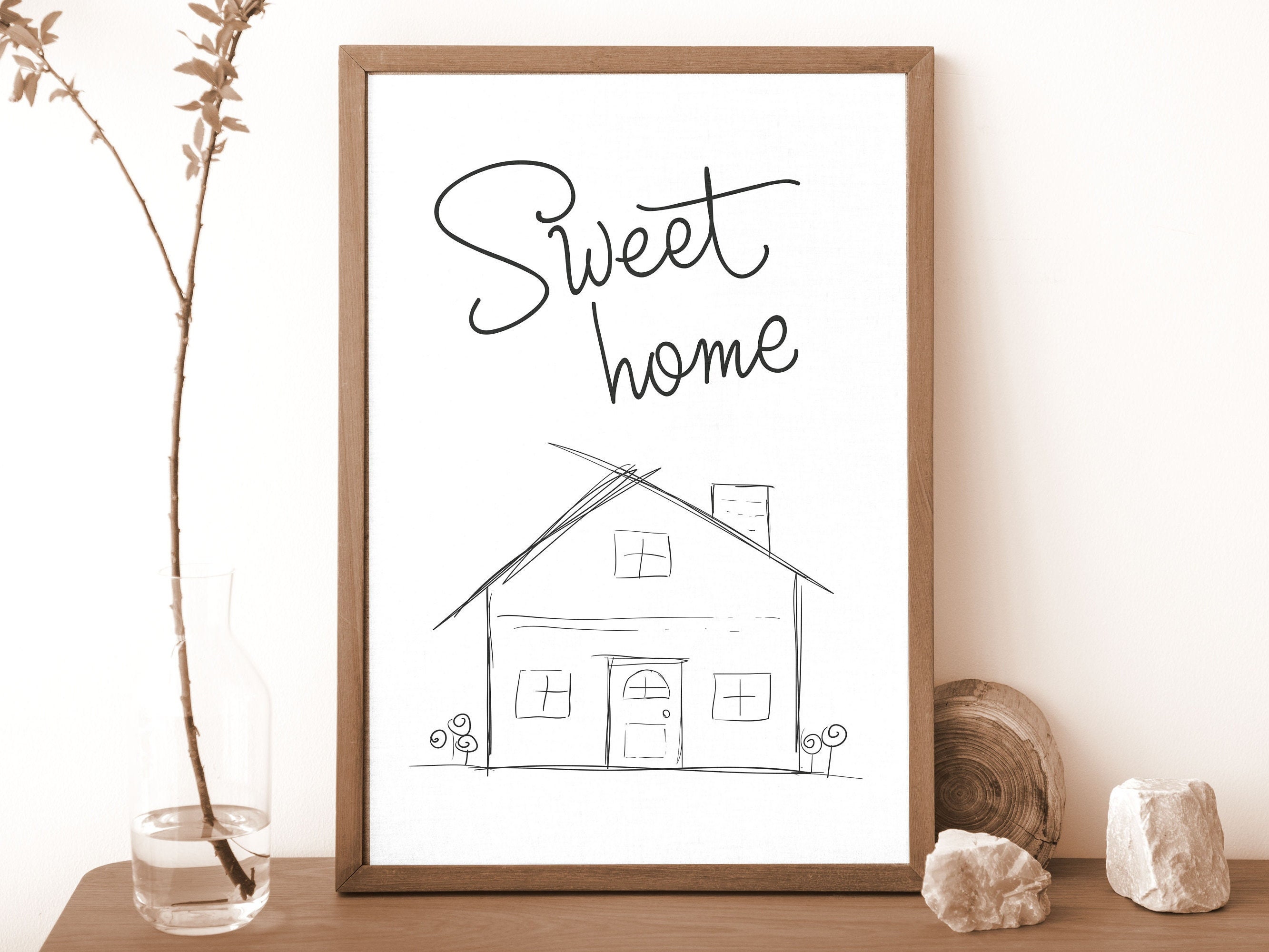 Printable Home Sweet Wall Art Wall Decor Scandinavian Wall - Etsy