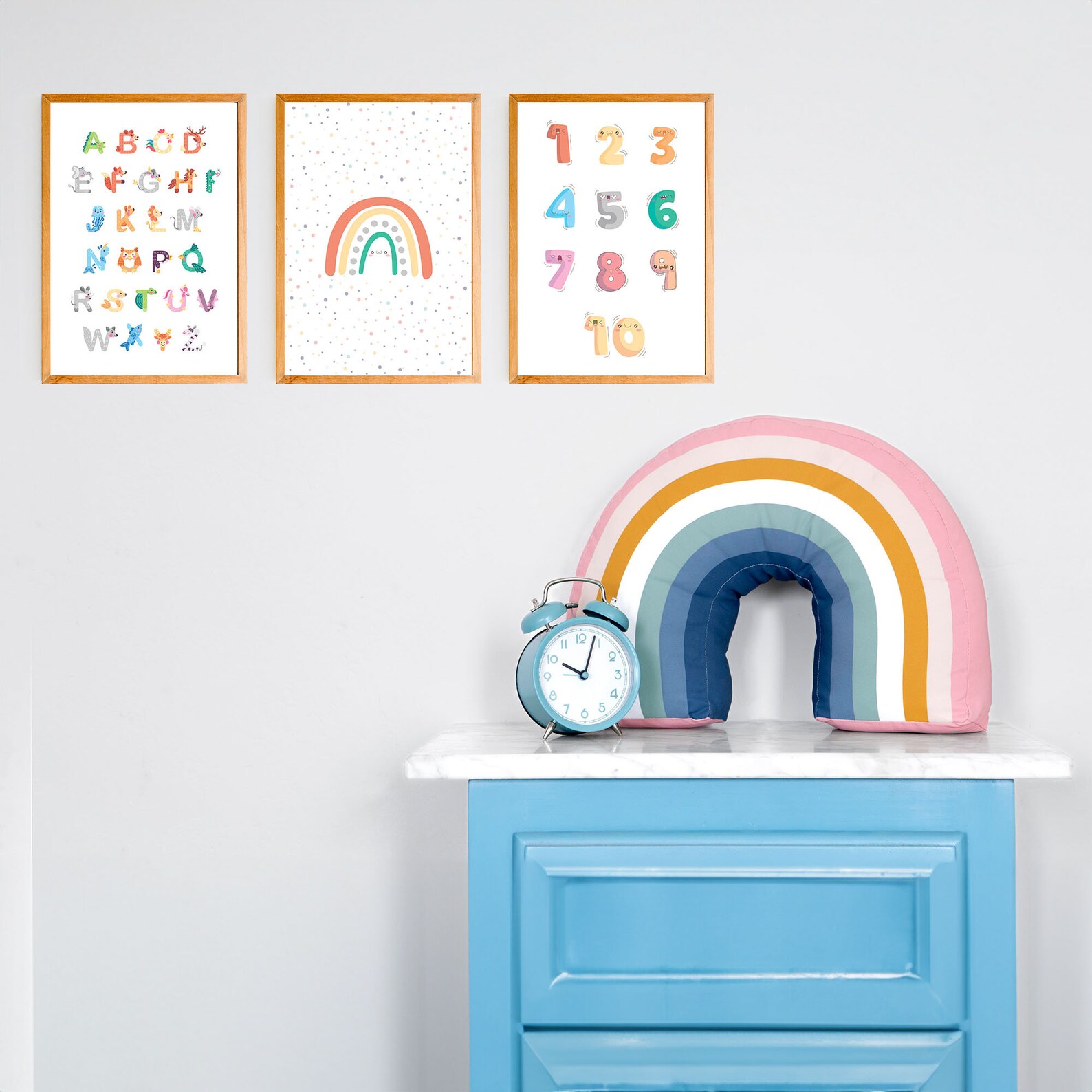 Rainbow Alphabet Poster Set of 3 Prints Educational Wall Art - Etsy