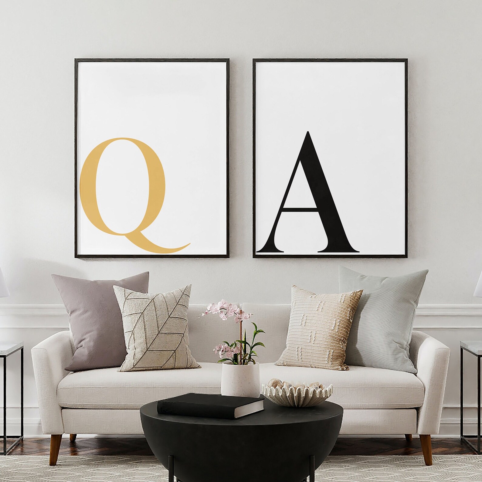 Custom Modern Uppercase Name Initial Minimalist Alphabet Art - Etsy