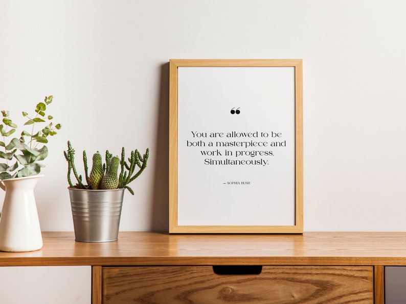 Work in Progress Quote Printable Wall Art Feminine Quote - Etsy