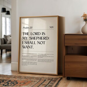 Psalm 23 Scripture Wall Art Bible Verse Poster for Christians Vintage ...