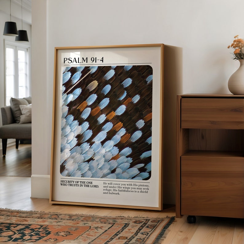 Psalm 91 Scripture Wall Art Bible Poster for Christians Vintage Wall ...