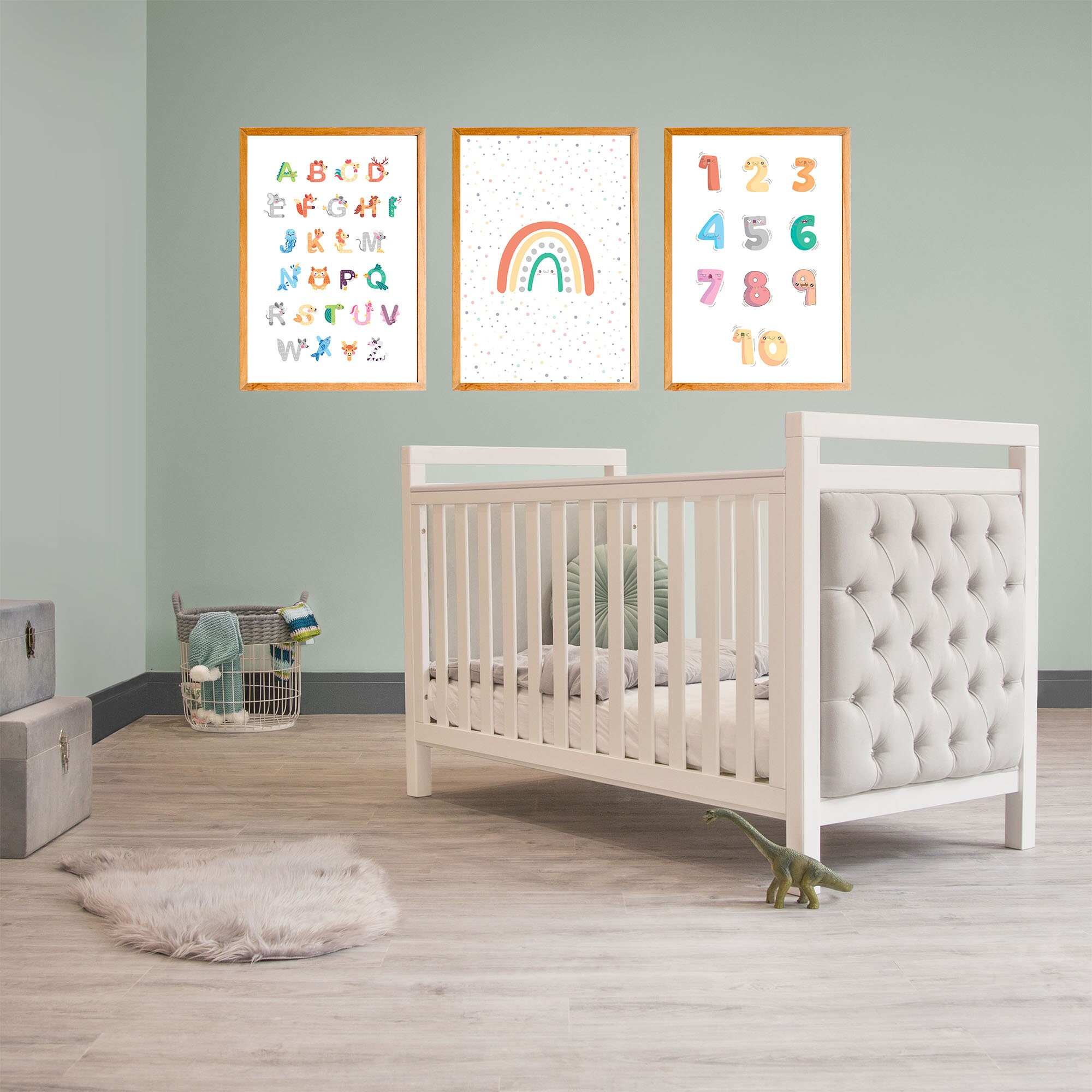 Rainbow Alphabet Poster Set of 3 Prints Educational Wall Art - Etsy