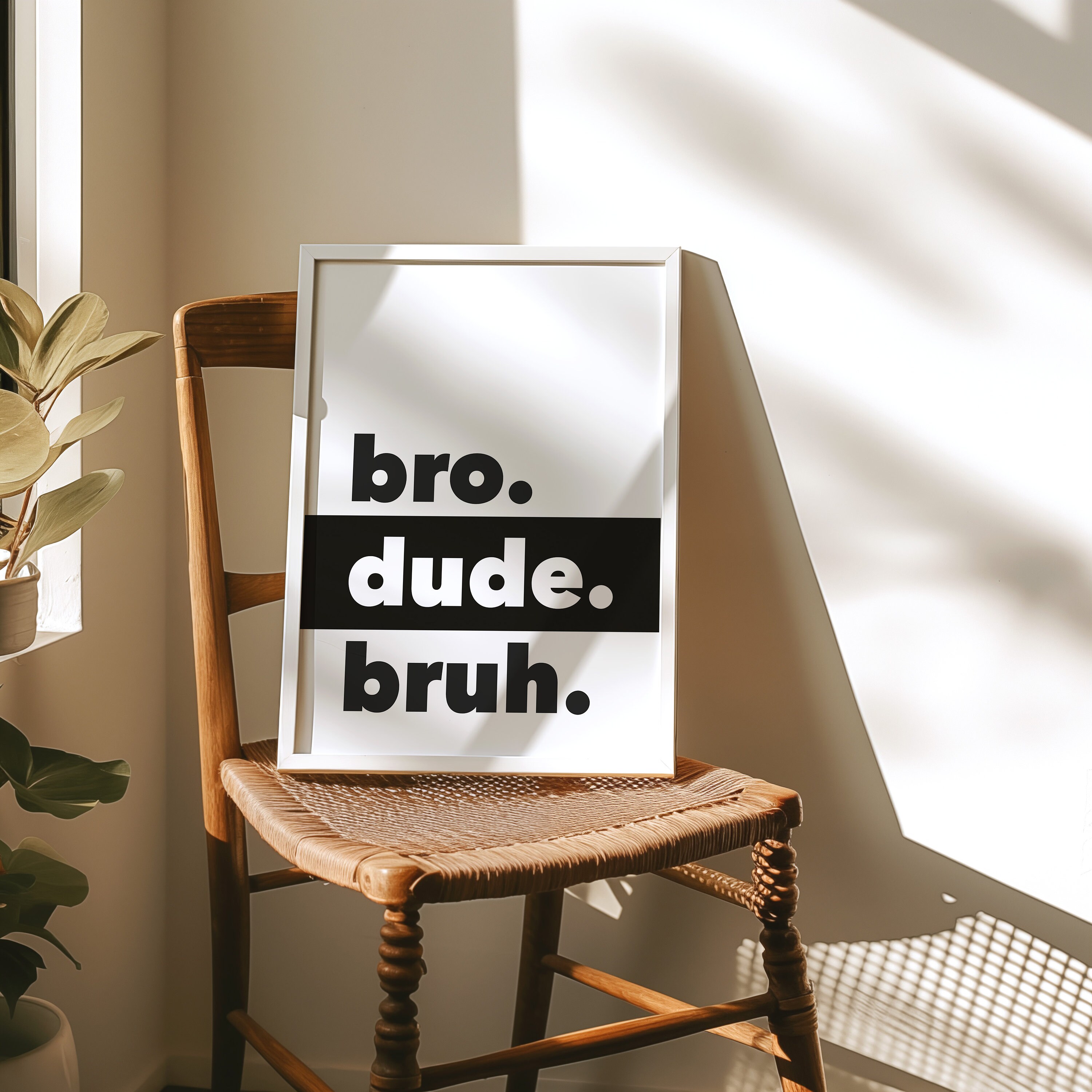 Boys Room Wall Art Bro Dude Bruh Printable Brothers Sign for Teen Decor ...
