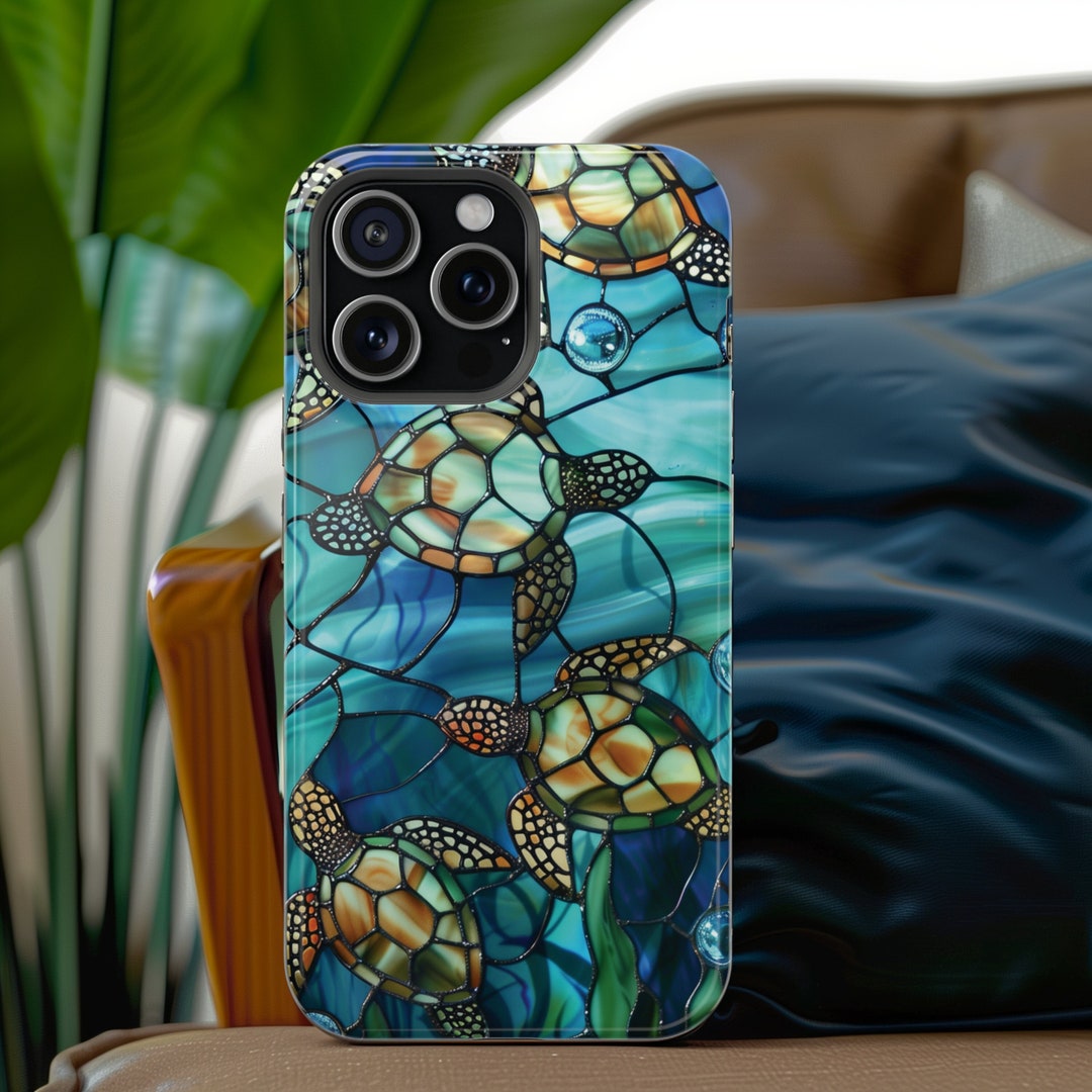 Stained Glass Sea Turtle iPhone Case, Glossy or Matte, Magsafe ...