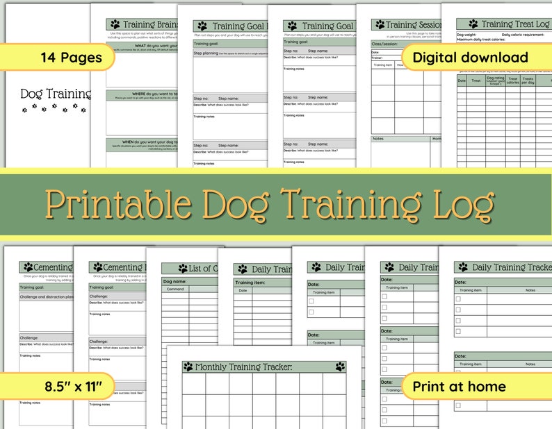 Dog Training Log | Dog Training Journal | Dog Training Tracker | Dog ...