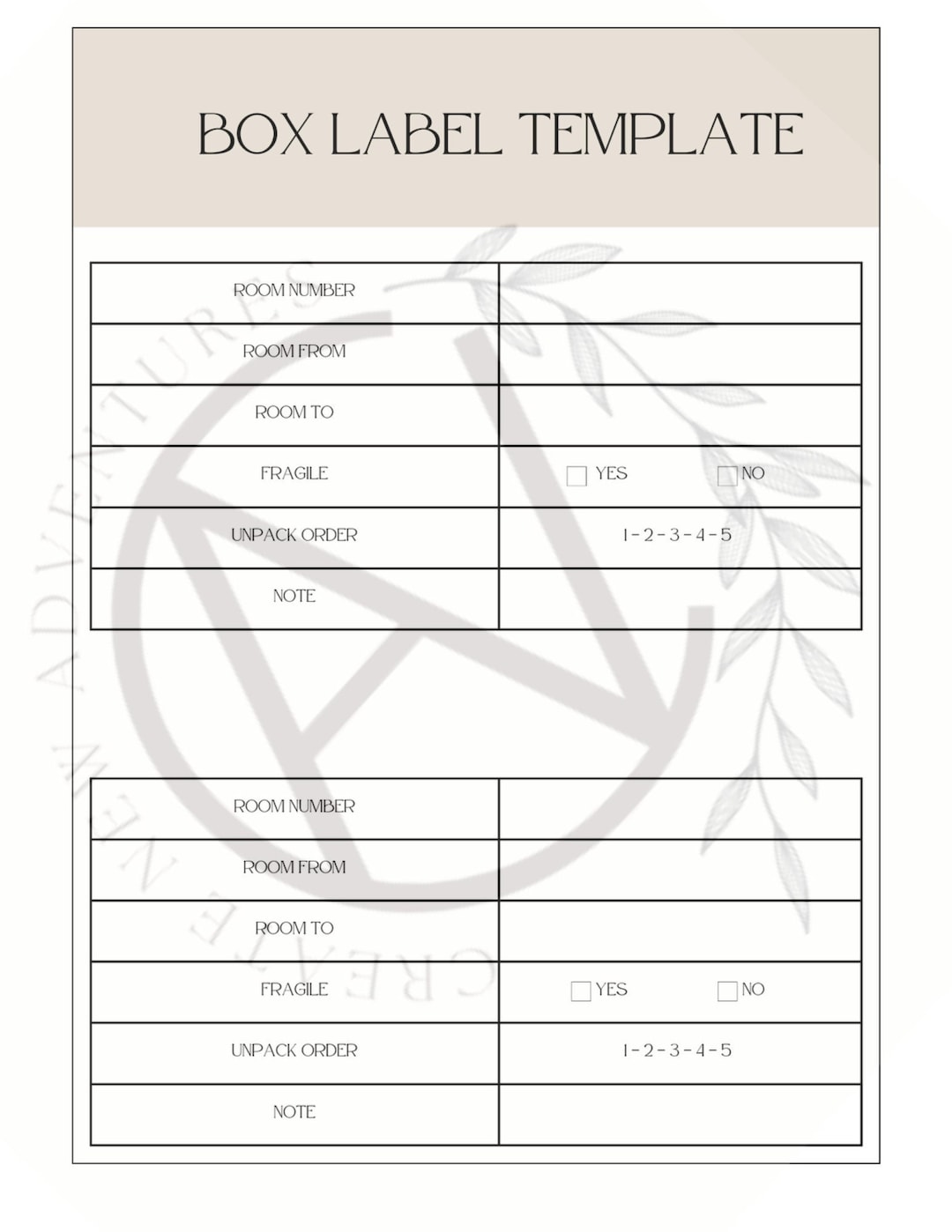 Moving Box Template - Etsy